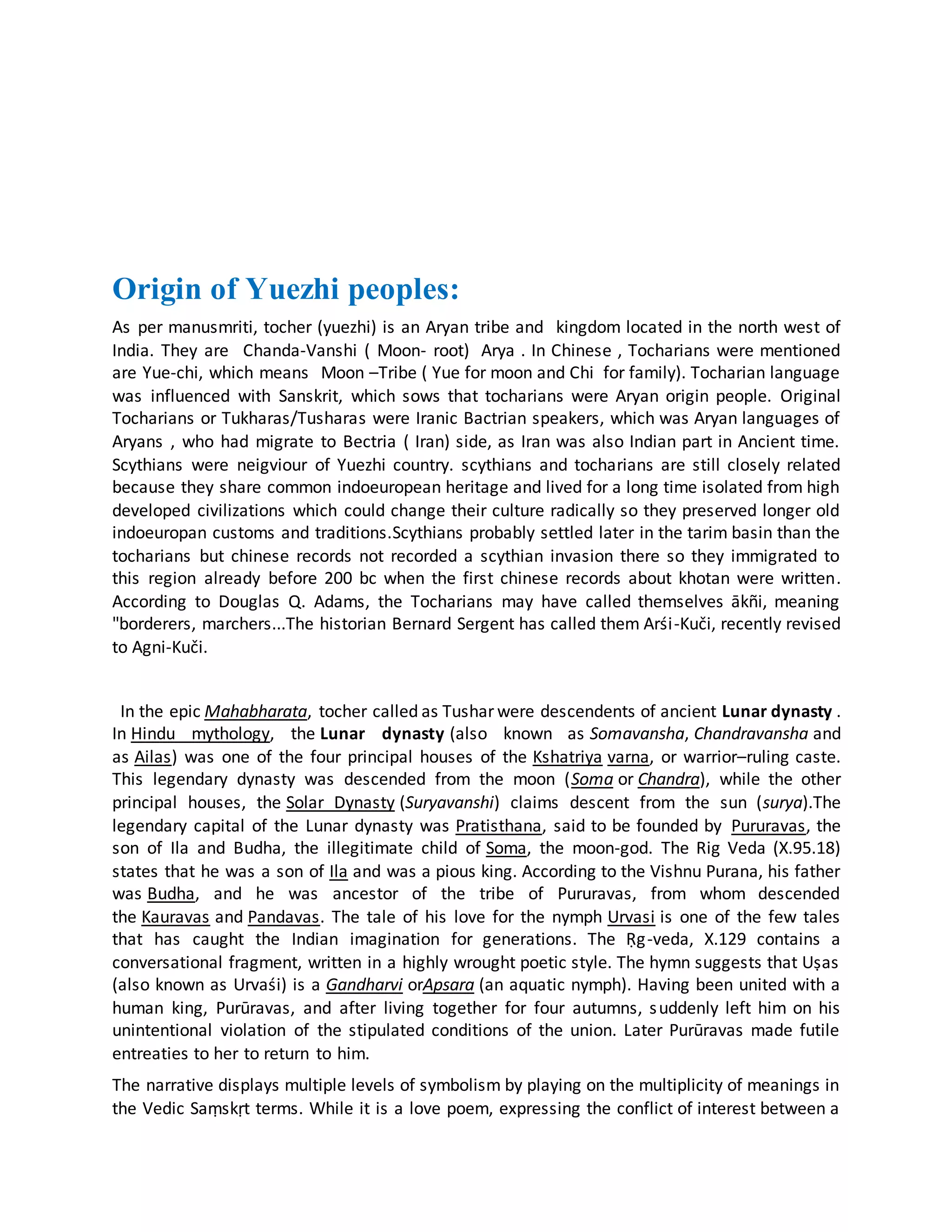 Origin of yuezhi tribe | DOCX