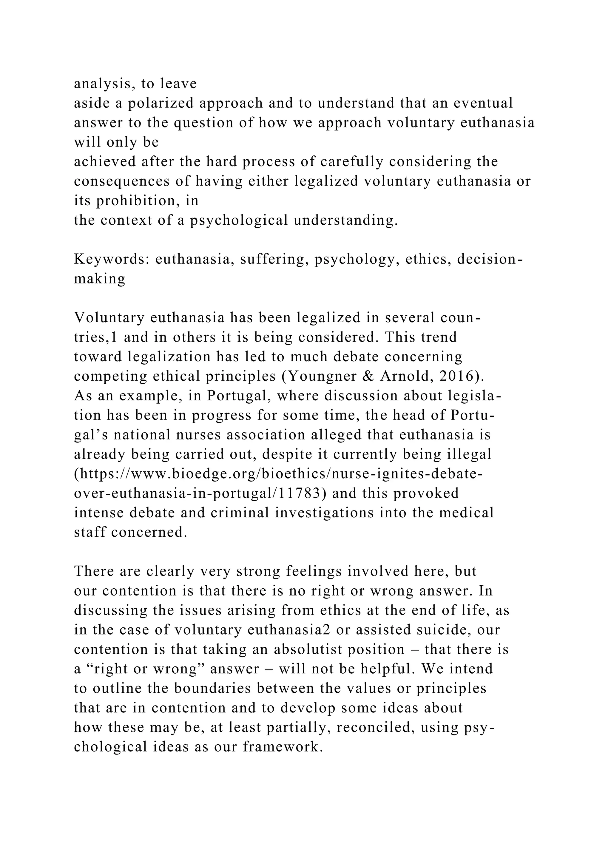 Original Articles and ReviewsThe Psychology of Euthanasia.docx