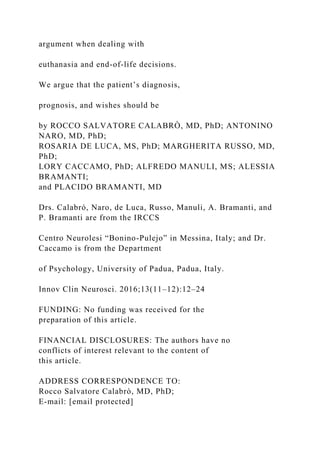 Original Articles and ReviewsThe Psychology of Euthanasia.docx