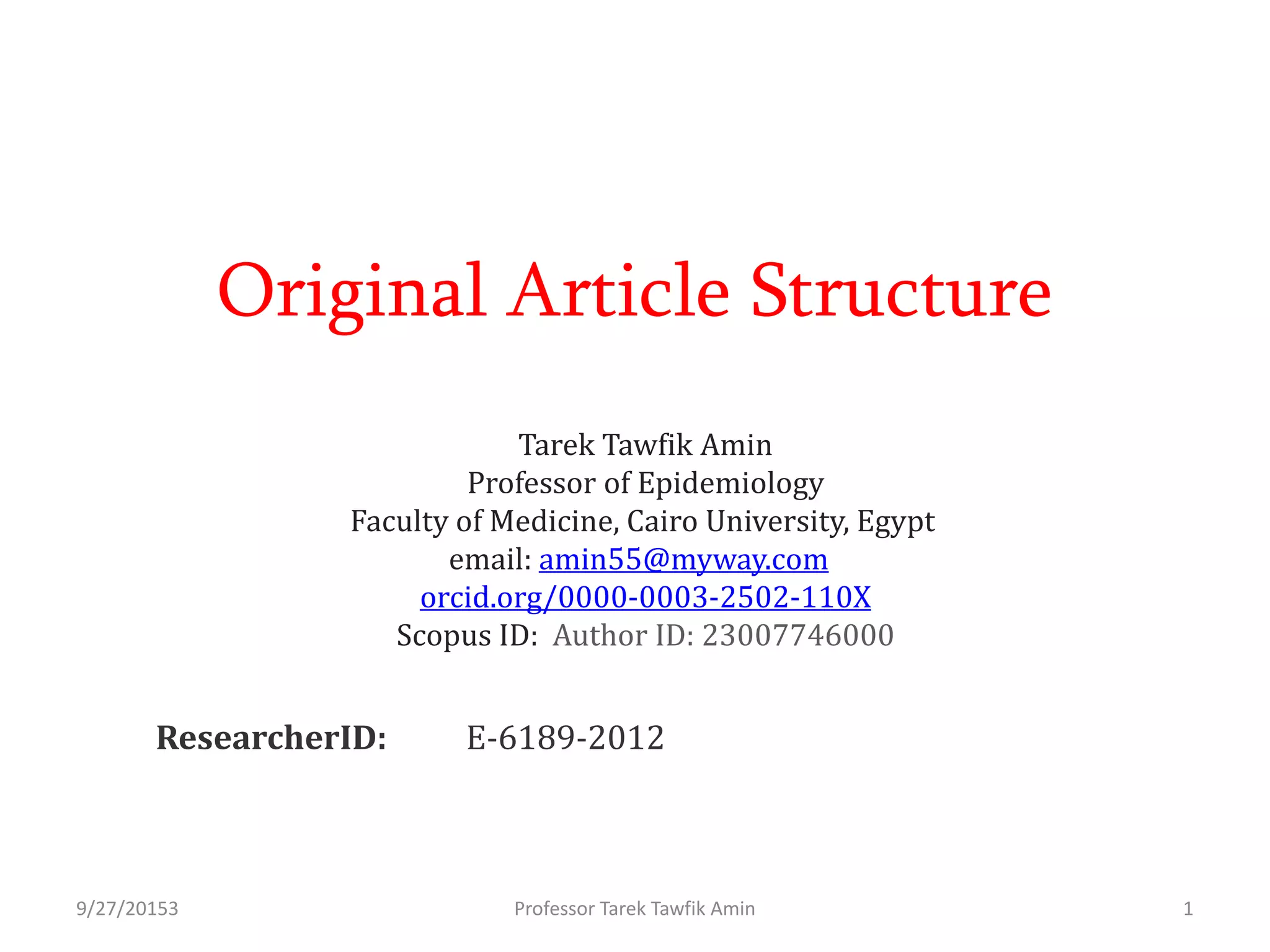 Original article structure in Medicine | PPTX | Science
