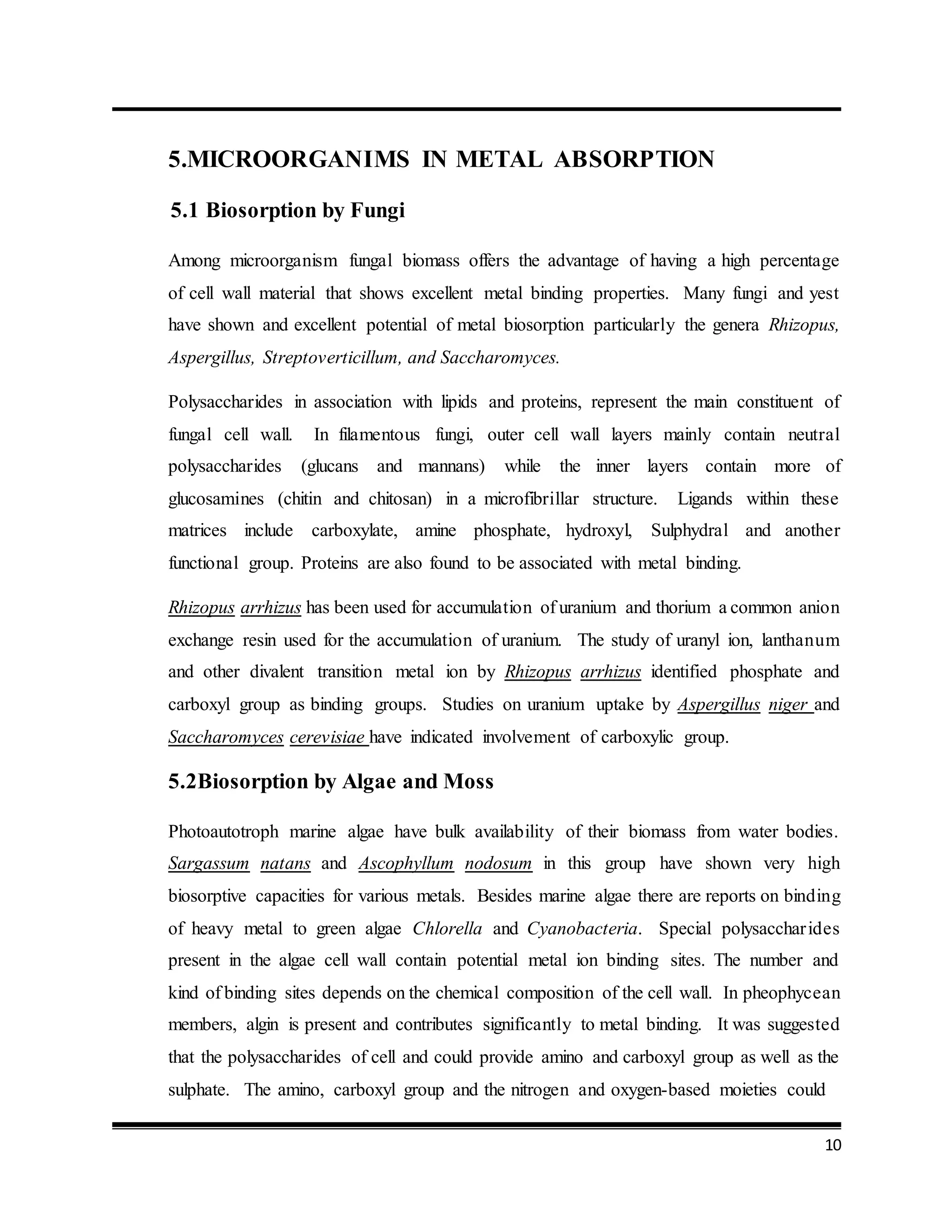 BIOSORPTION OF HEAVY METALS | DOCX