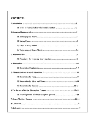 BIOSORPTION OF HEAVY METALS | DOCX