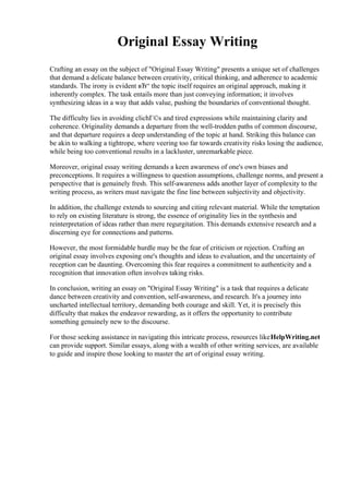 Original Essay Writing. University of Alabama in Huntsville | PDF ...