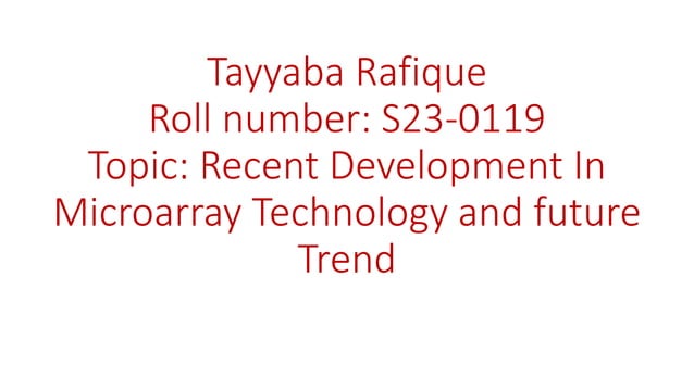 MicroArray technology; history, Types and principle | PPTX | Genetics ...