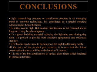 LITRACON Light Transmitting Concrete | PPTX
