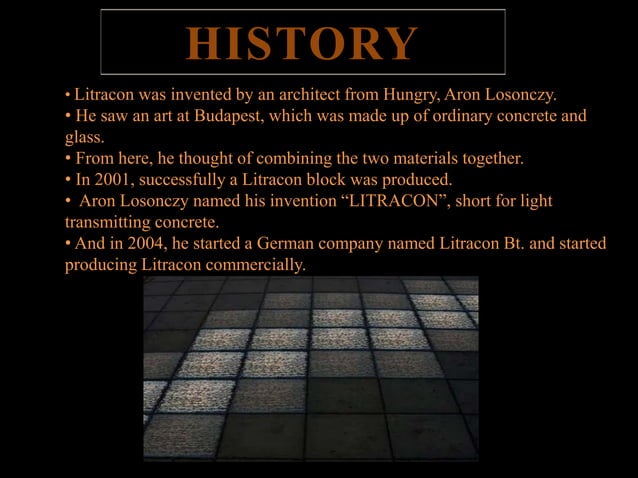 LITRACON Light Transmitting Concrete | PPTX