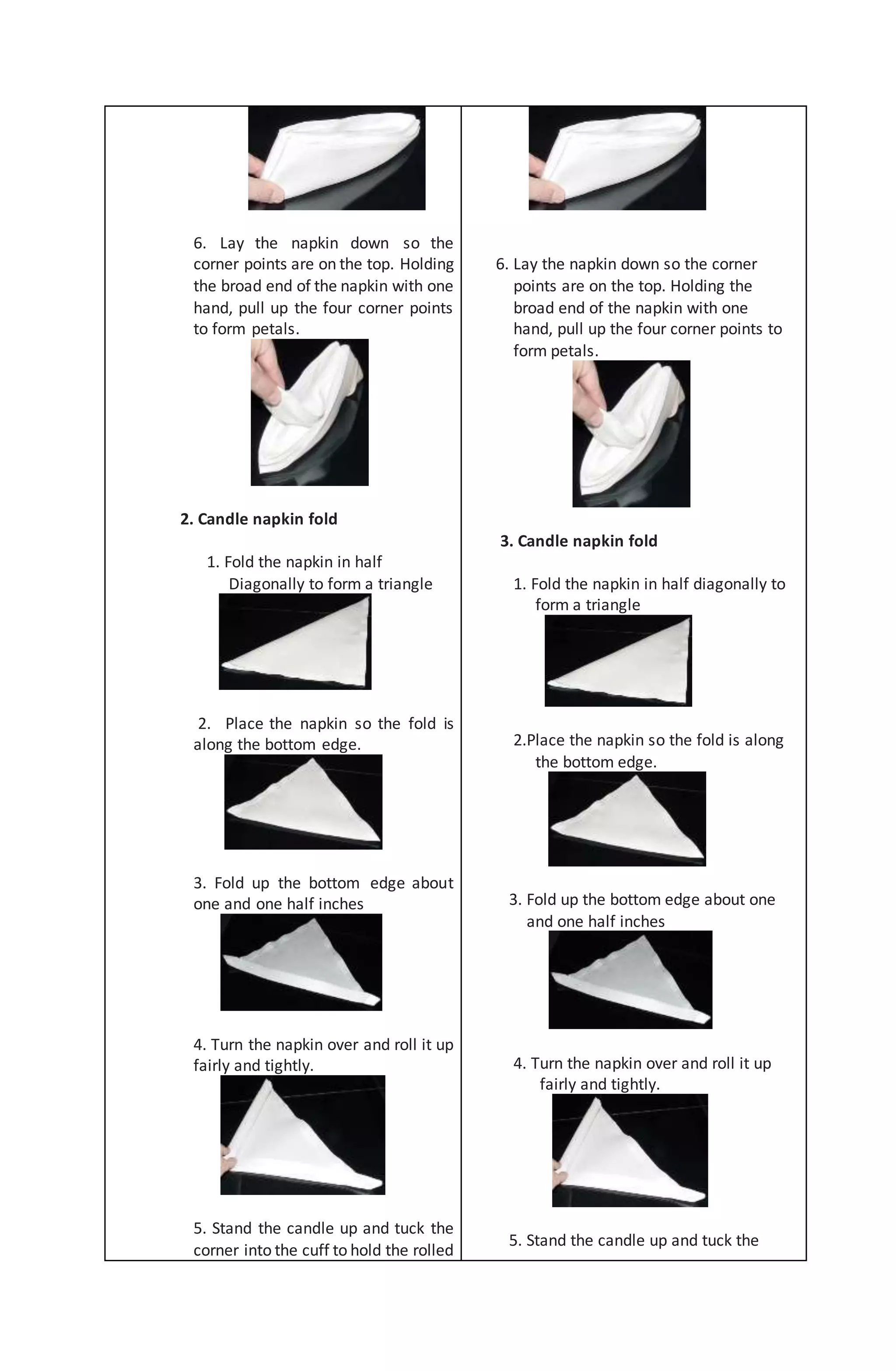 Detailed Lesson Plan in Household Services in TLE- TABLE NAPKIN FOLDING ...