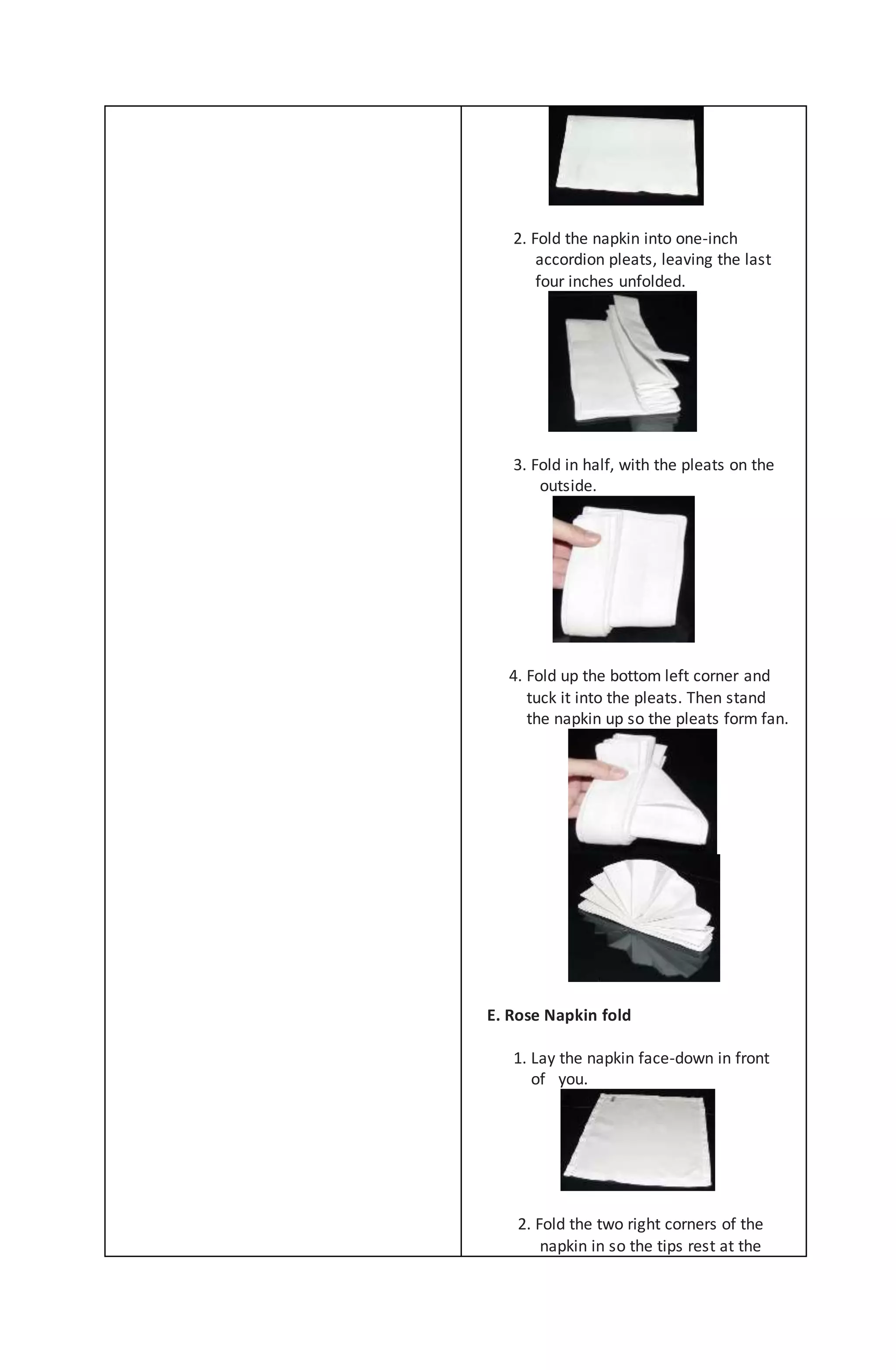 Detailed Lesson Plan in Household Services in TLE- TABLE NAPKIN FOLDING ...