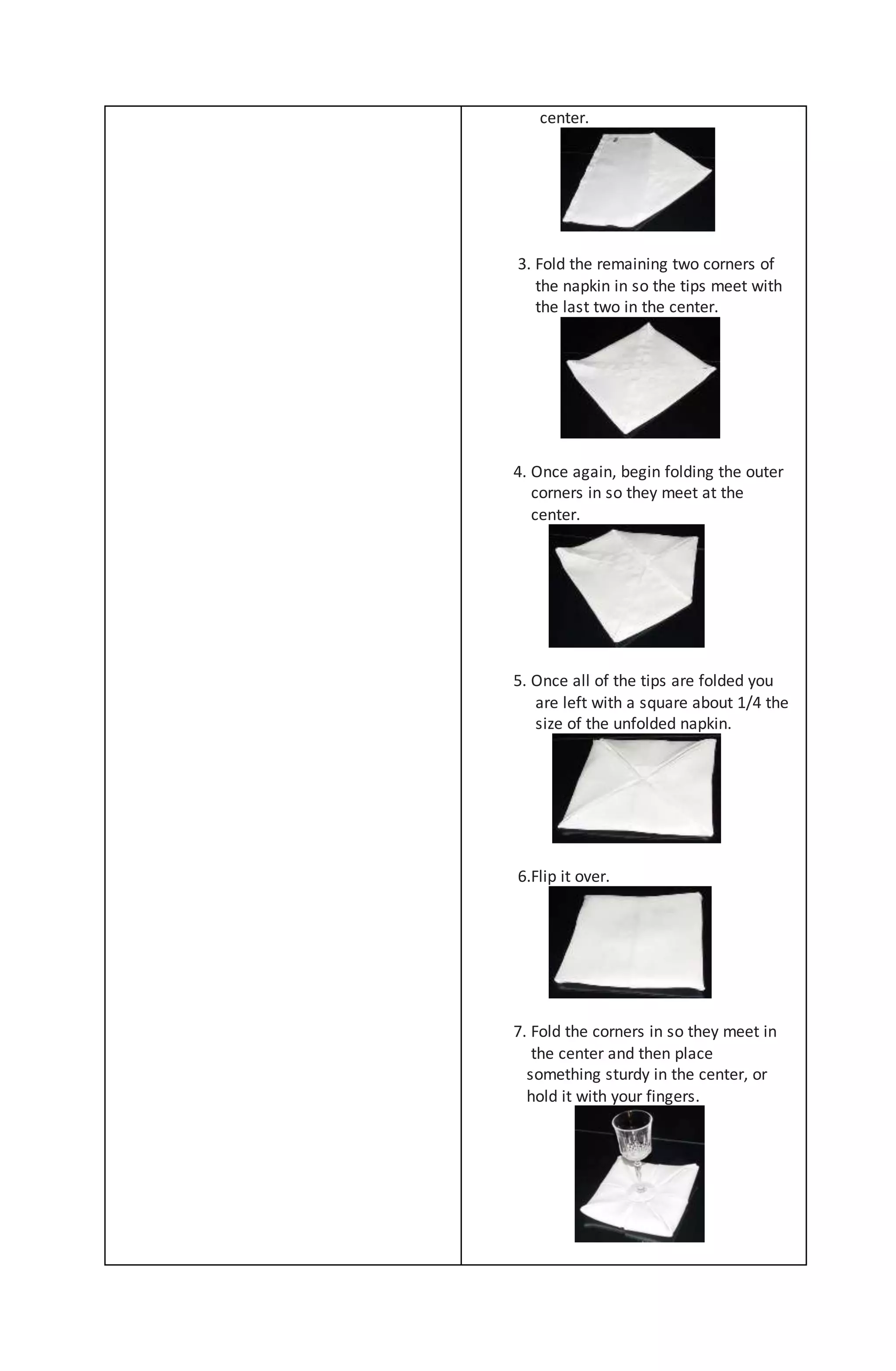 Detailed Lesson Plan in Household Services in TLE- TABLE NAPKIN FOLDING ...