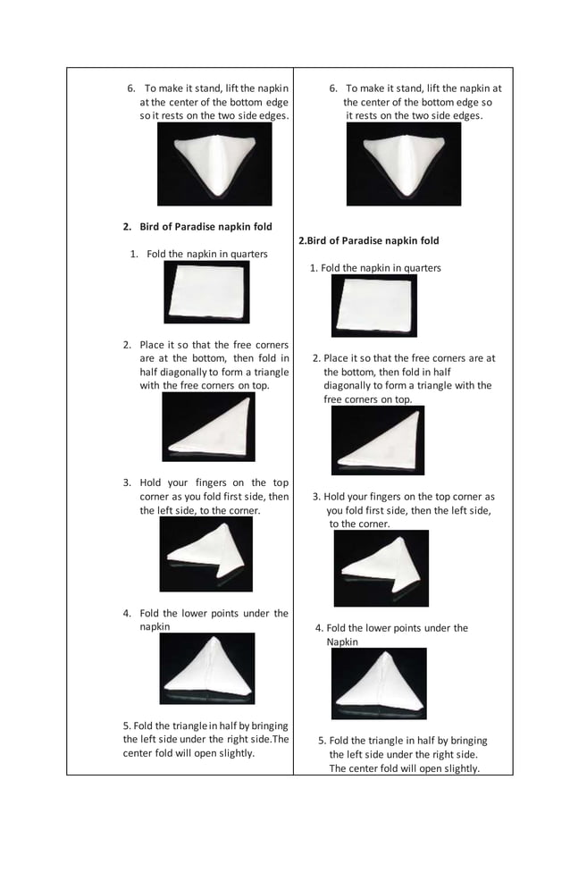 Detailed Lesson Plan in Household Services in TLE- TABLE NAPKIN FOLDING ...
