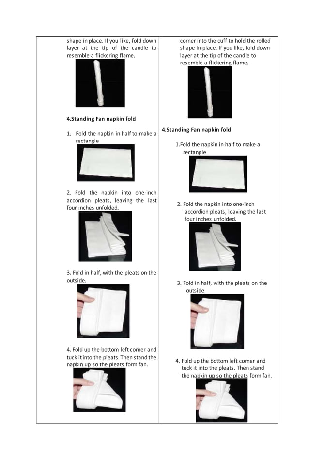 Detailed Lesson Plan in Household Services in TLE- TABLE NAPKIN FOLDING ...