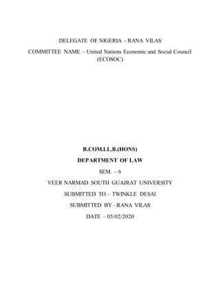 MUN Position paper | PDF