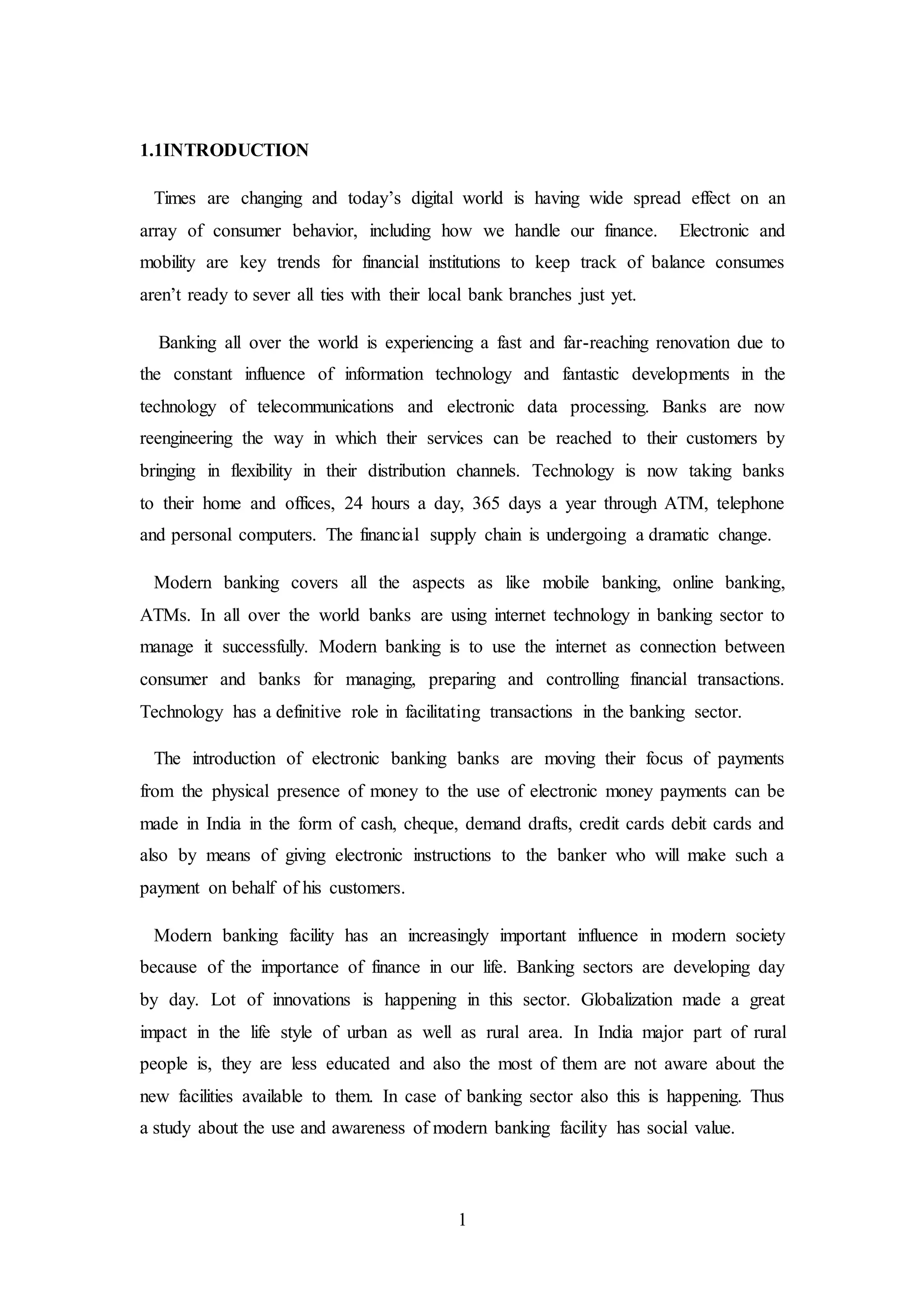 A STUDY ON CUSTOMERS AWARENESS ABOUT BANKING TECHNOLOGY | DOCX