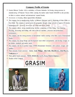 SIP Report on Grasim Bhiwani Textile Mill | DOCX