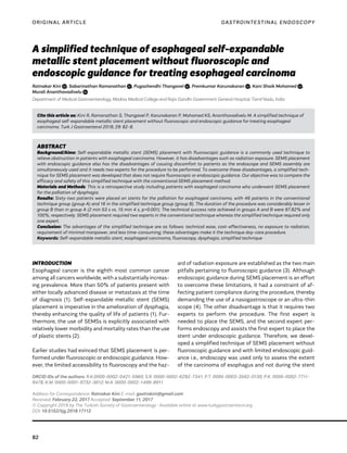 A simplified technique of esophageal self-expandable metallic stent ...