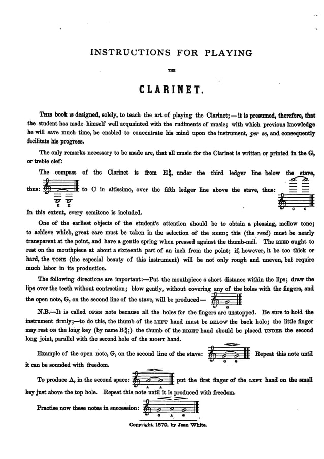 1º KLOSE’S CONSERVATORY METHOD FOR THE CLARINET.Original scans ...