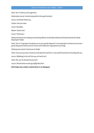 Light at the End of the Tunnel Script | DOCX