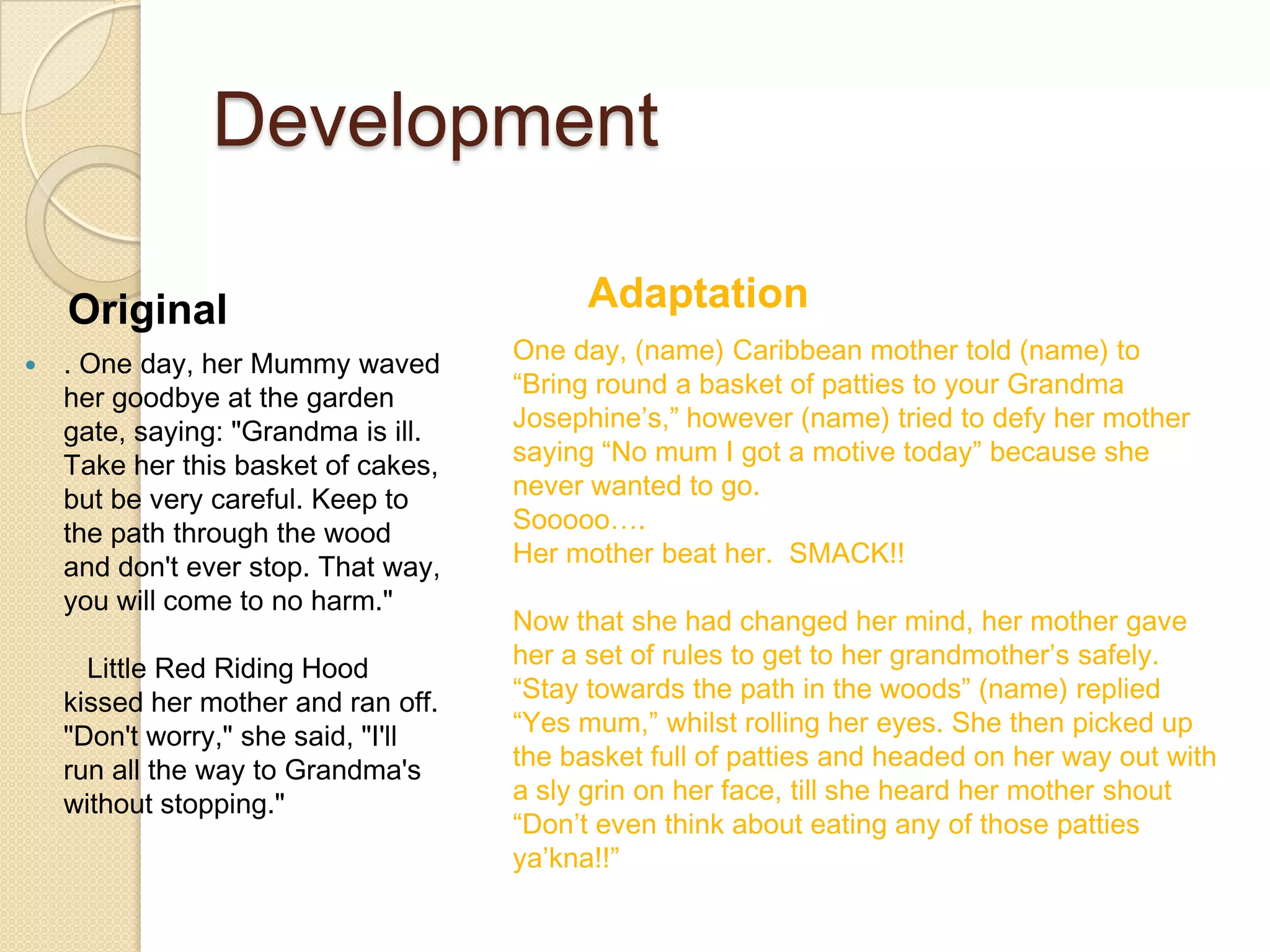 Original vs adaptation | PPT