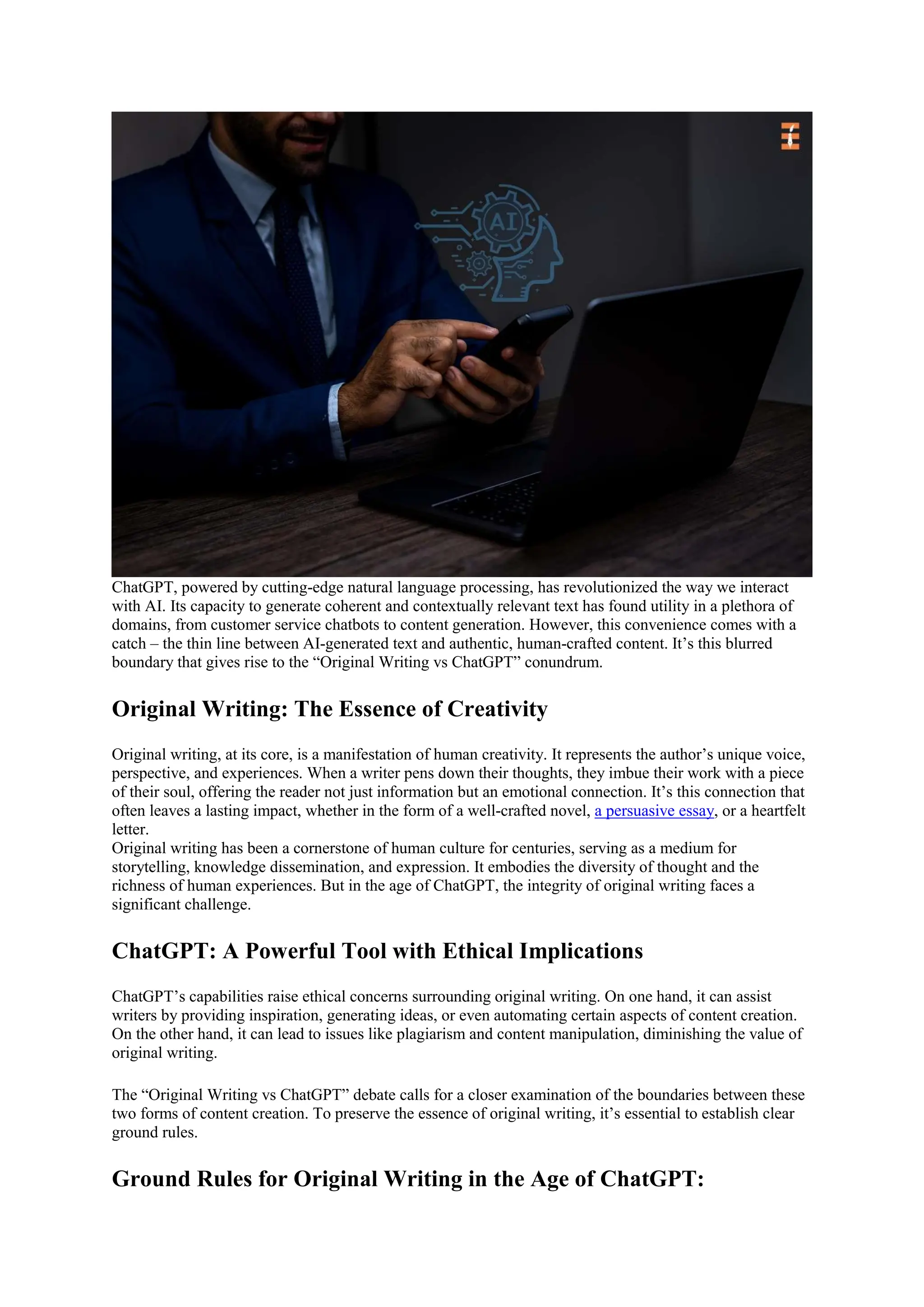 Original Writing Vs ChatGPT: 8 Ground Rules | Future Education Magazine ...