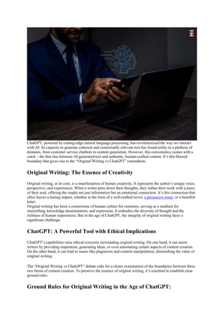 Original Writing Vs ChatGPT: 8 Ground Rules | Future Education Magazine | PDF