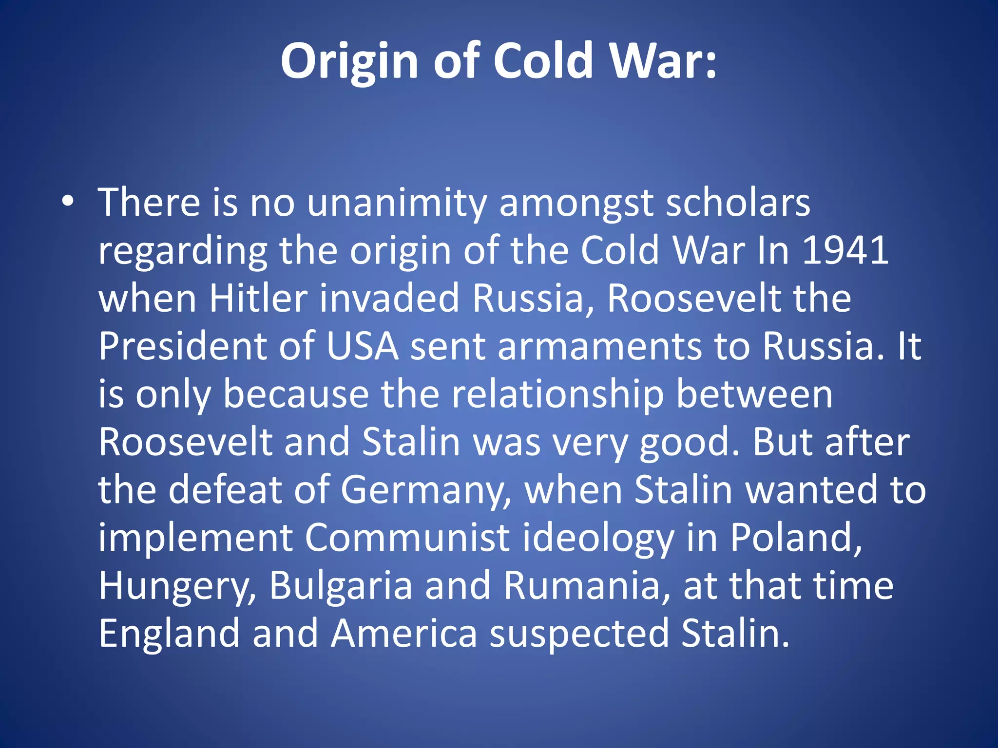 Origin and causes of the cold war | PPTX
