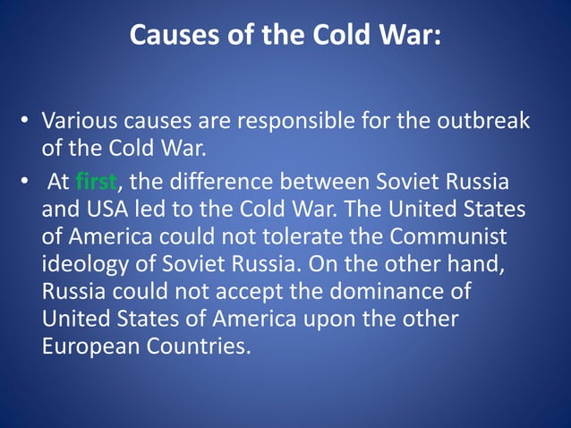 Origin and causes of the cold war | PPTX