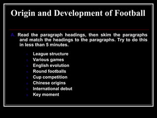 Origin and development of football | PPT