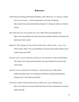 Origin and growth of mass media research | PDF