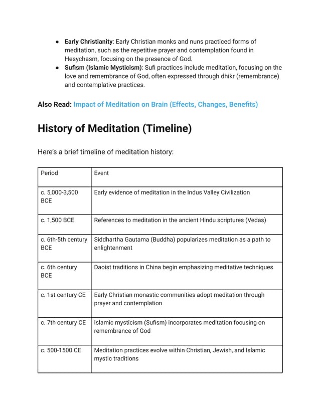 Origin and History of Meditation (Full Timeline) | PDF | Hinduism ...