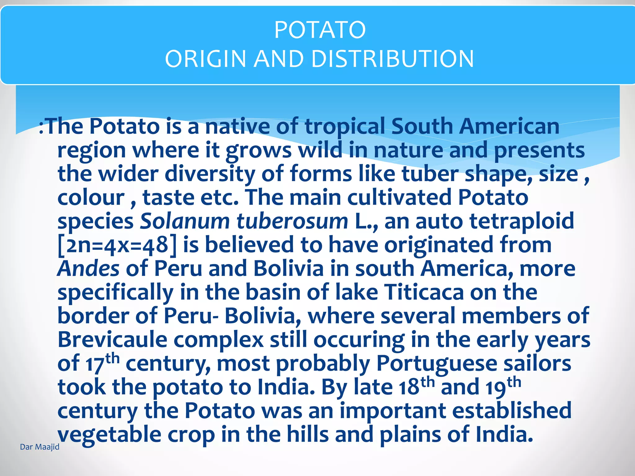 Origin & Distrinution of some vegetable crops.. | PPTX