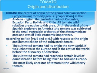 Origin & Distrinution of some vegetable crops.. | PPTX