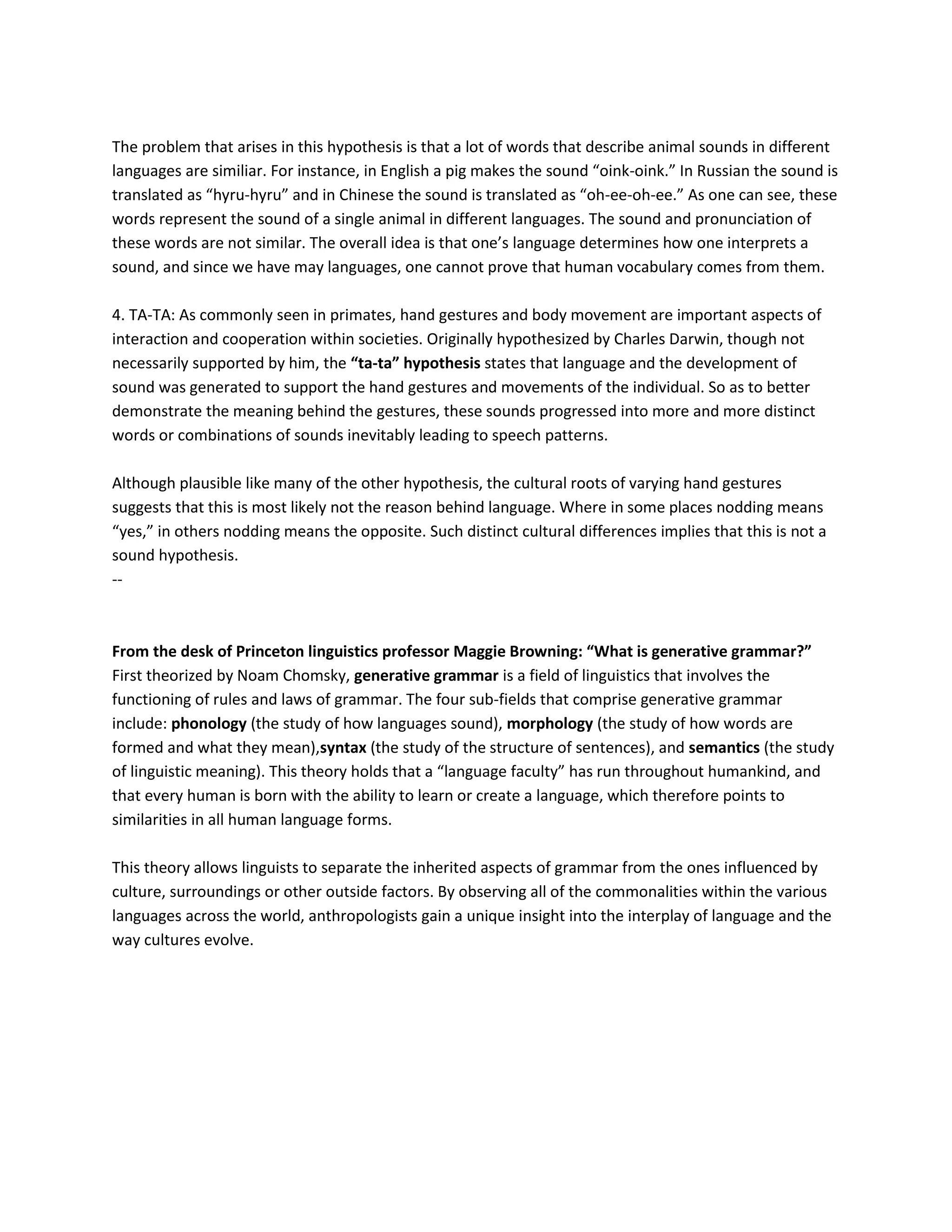 Origines of language(ding dong phoo woo) | DOCX