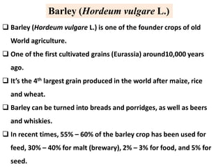 Origin, evolution and breeding of barley by gm singh 2021 | PDF