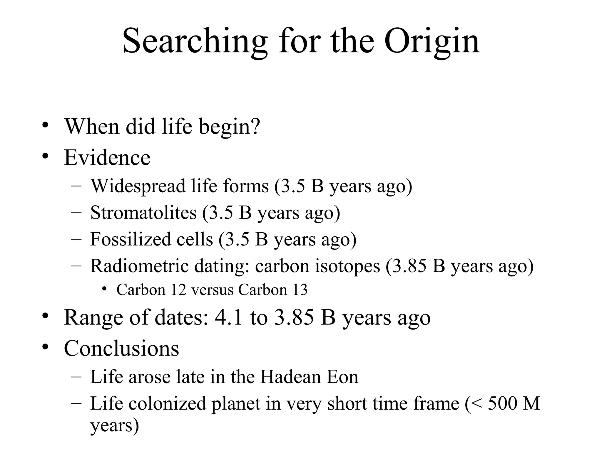 Origin & evolution of life on earth | PPT