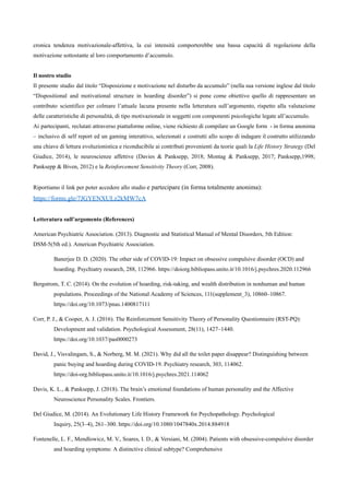 Origini e manifestazioni del comportamento d’accumulo patologico uno studio dell’Università di ...