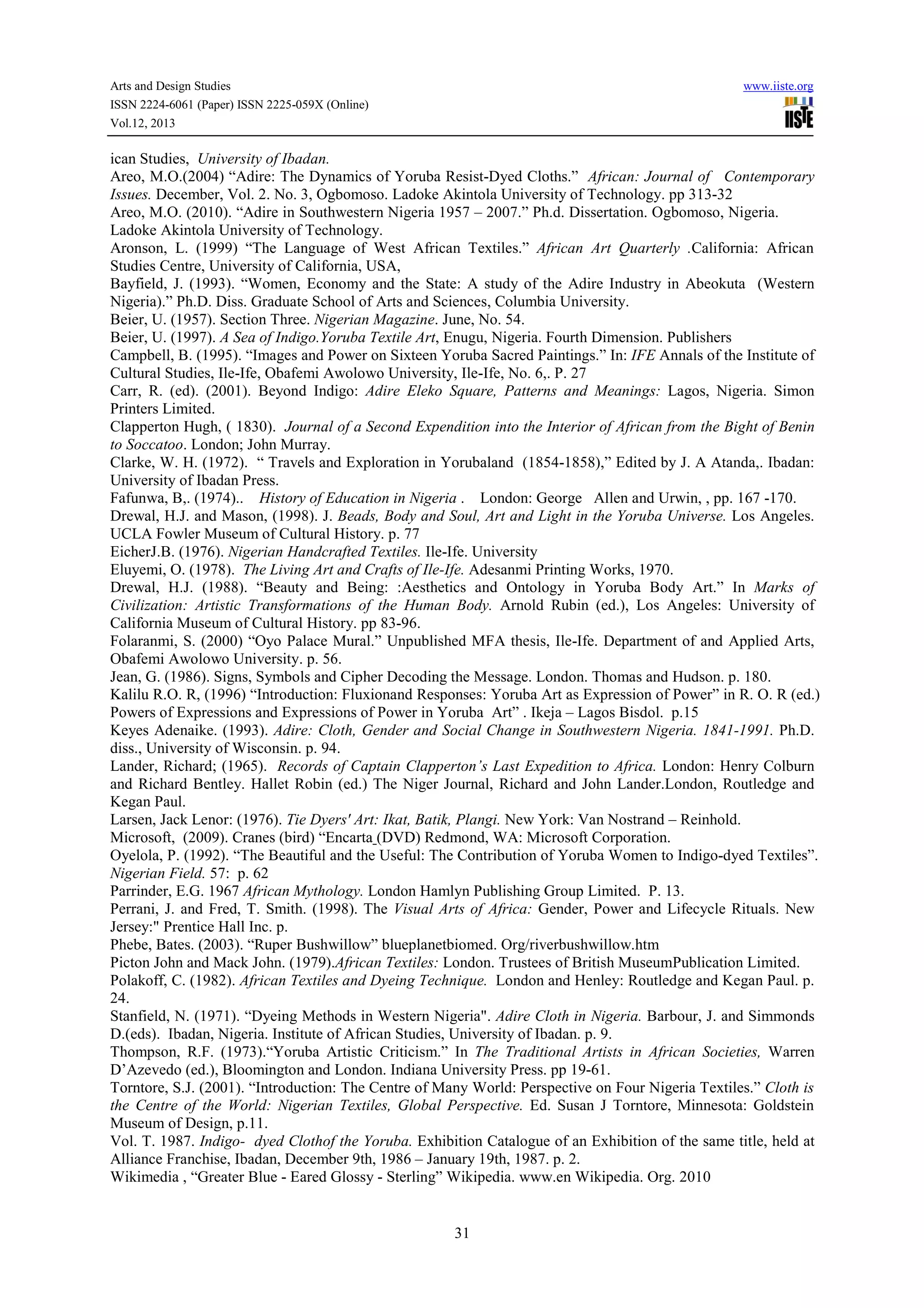 Origin of and visual semiotics in yoruba textile of adire | PDF