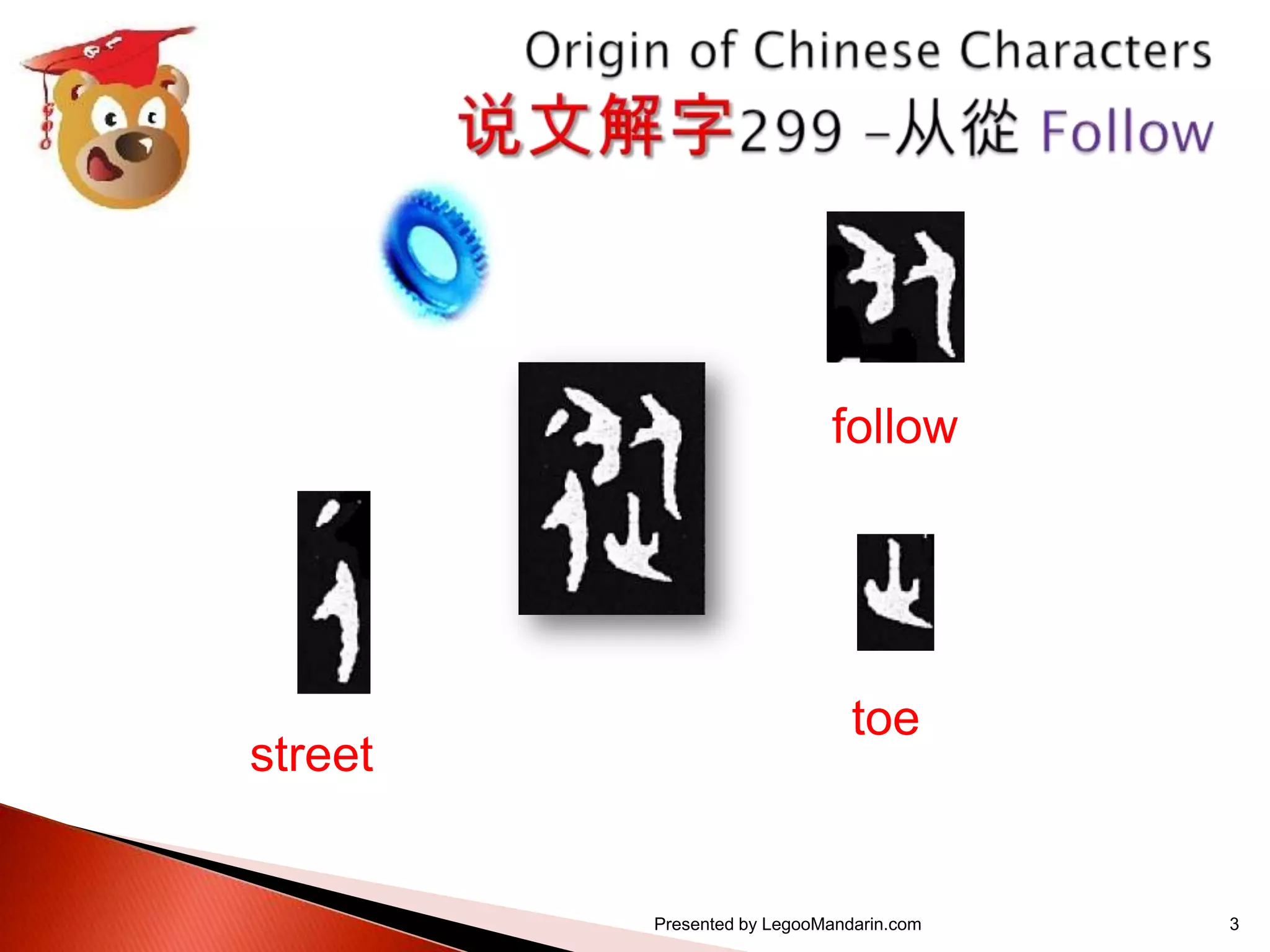 Origin of chinese characters 说文解字 299 从 從 | PPTX