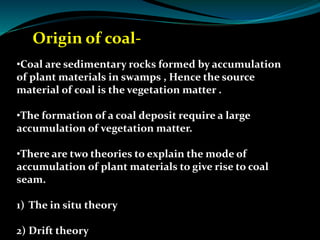 Origin of coal b.sc.sem. v paper i final | PPTX