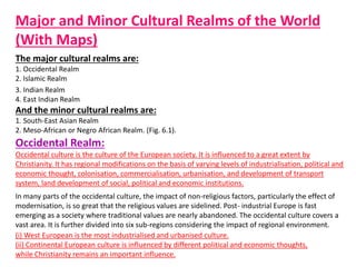Origin of culture :Cultural hearth and cultural realm, cultural region ...