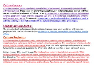 Origin of culture :Cultural hearth and cultural realm, cultural region ...