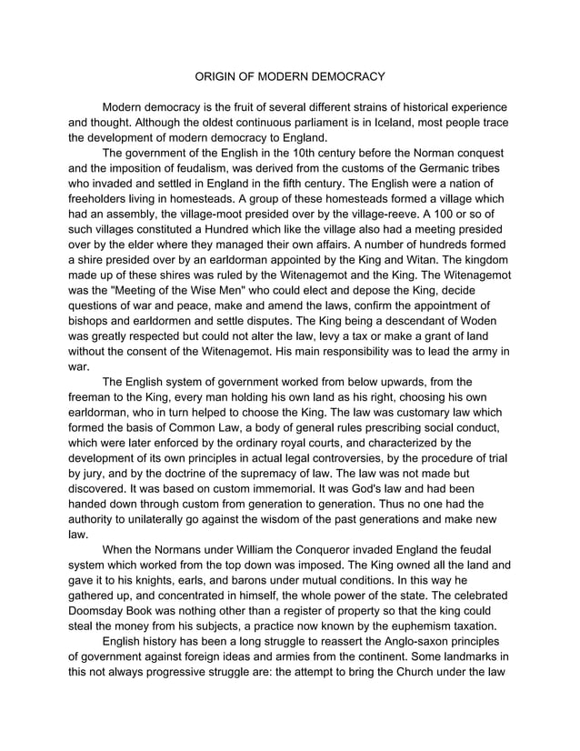 On the origins of democracy | DOC