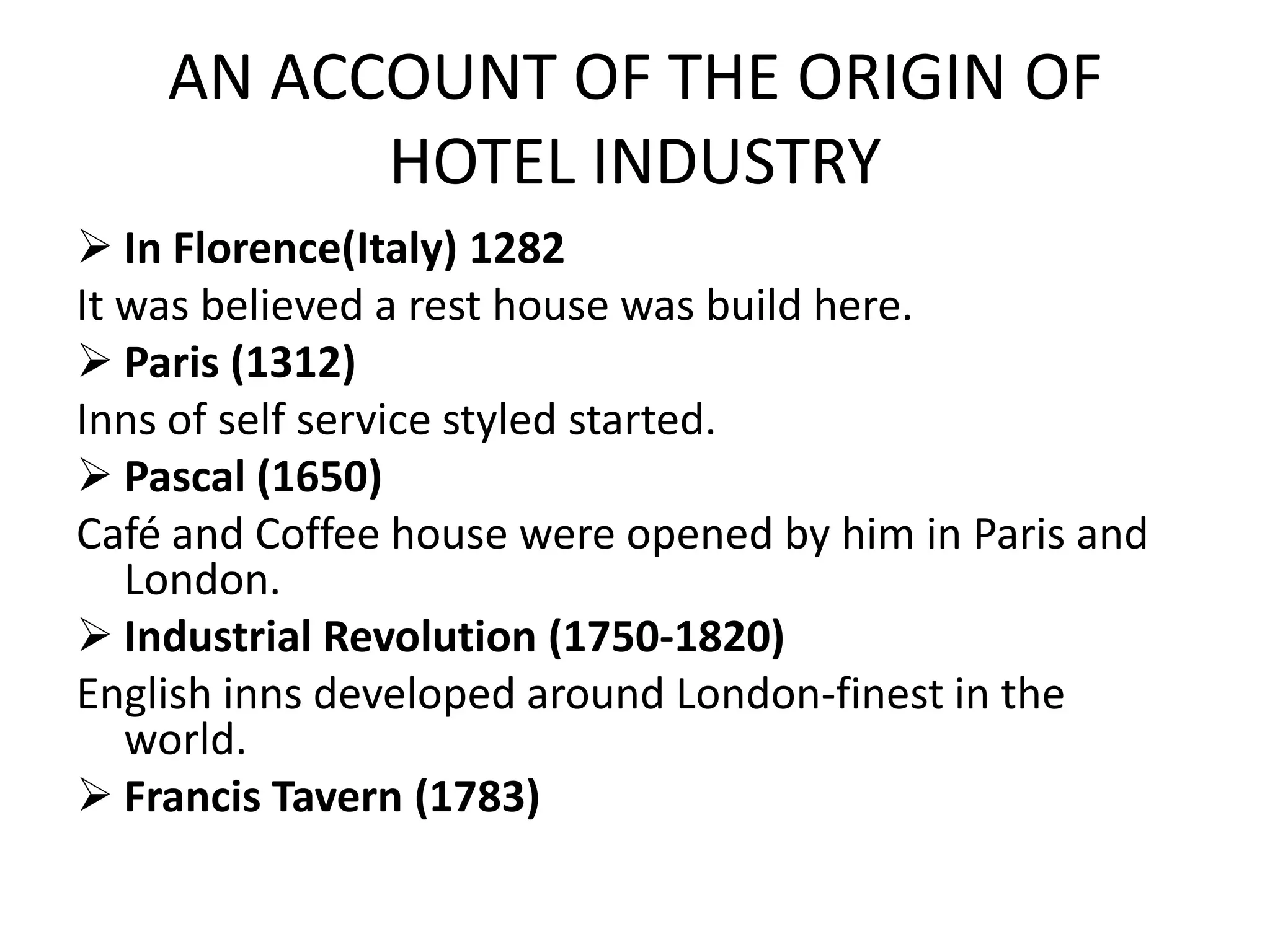 Origin Of Hotel Industry | PPTX
