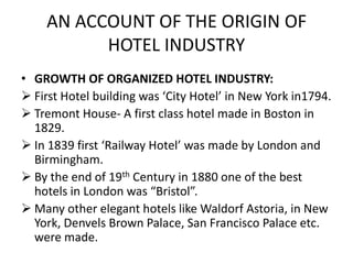 Origin Of Hotel Industry | PPTX