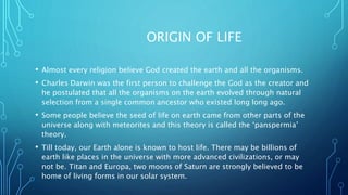 Origin of life on earth | PPTX
