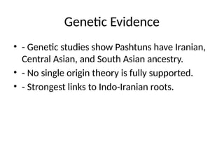 Theories About the Origin of Pashtuns submitted | PPT