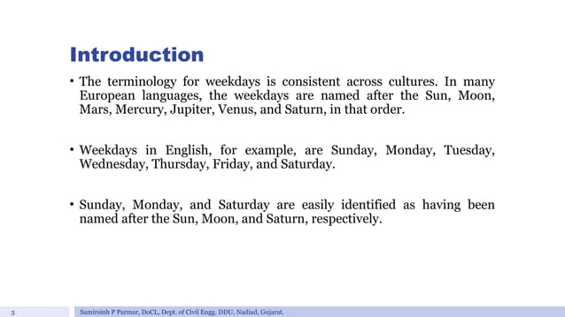 ORIGIN OF WEEKDAY NAMES - Hindu Calender.pptx