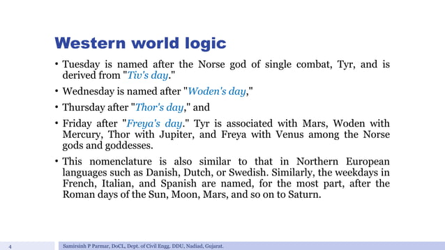 ORIGIN OF WEEKDAY NAMES - Hindu Calender.pptx