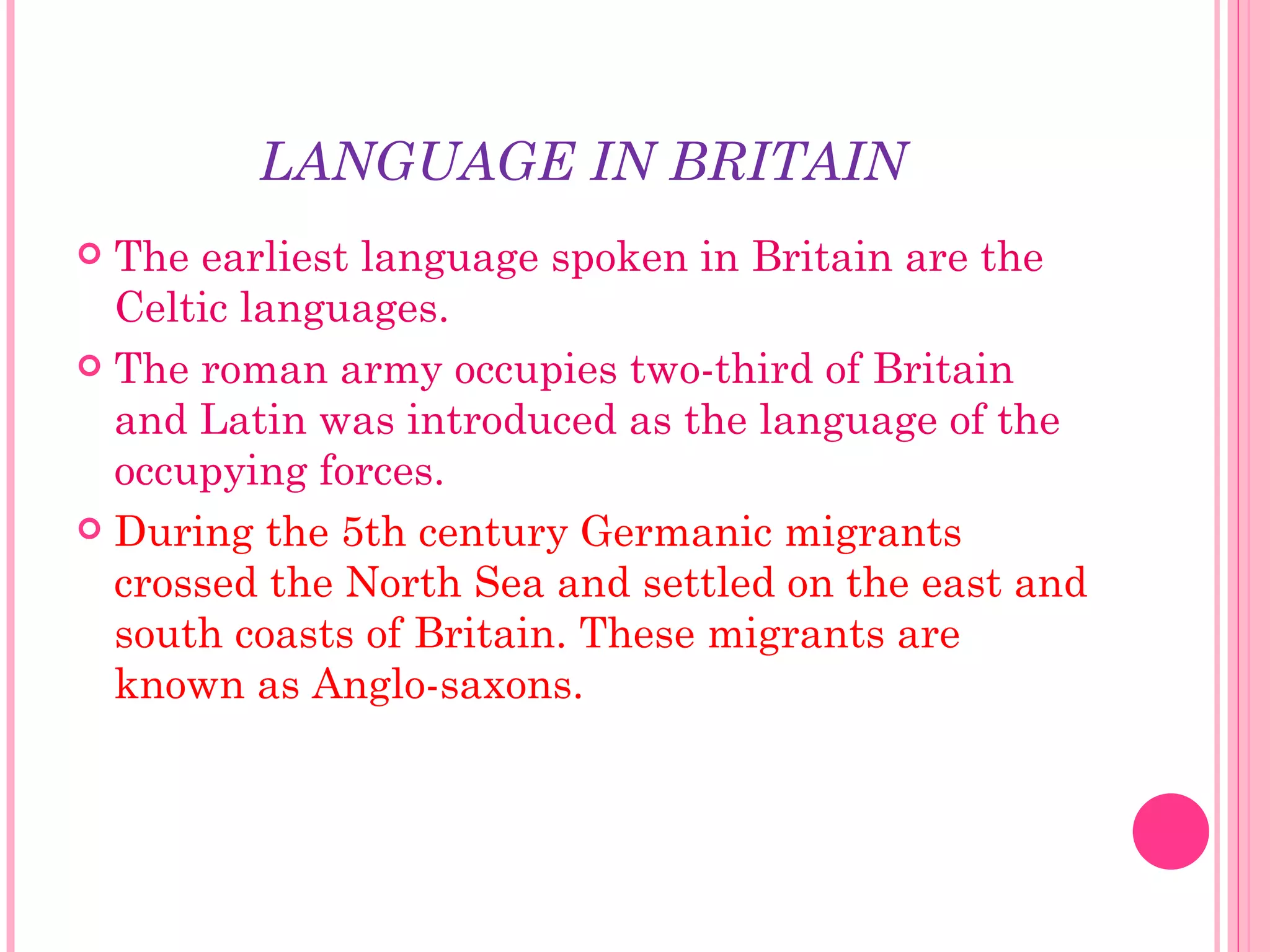 THE ORIGINS OF THE ENGLISH LANGUAGE | PPT | Genealogy and Ancestry ...