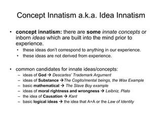 Origins of knowldge 2016 revision 2. concept innatism | PPTX