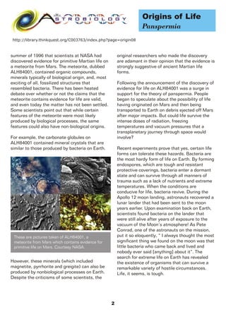 Origins of life panspermia | PDF